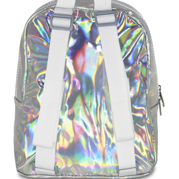 Bags | Iridescent Silver Holo Mini Festival Rave Backpack | Poshmark